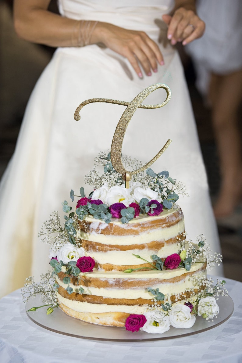 Wedding Cake Topper Letter C Cake Topper Gold Cake Topper | Etsy