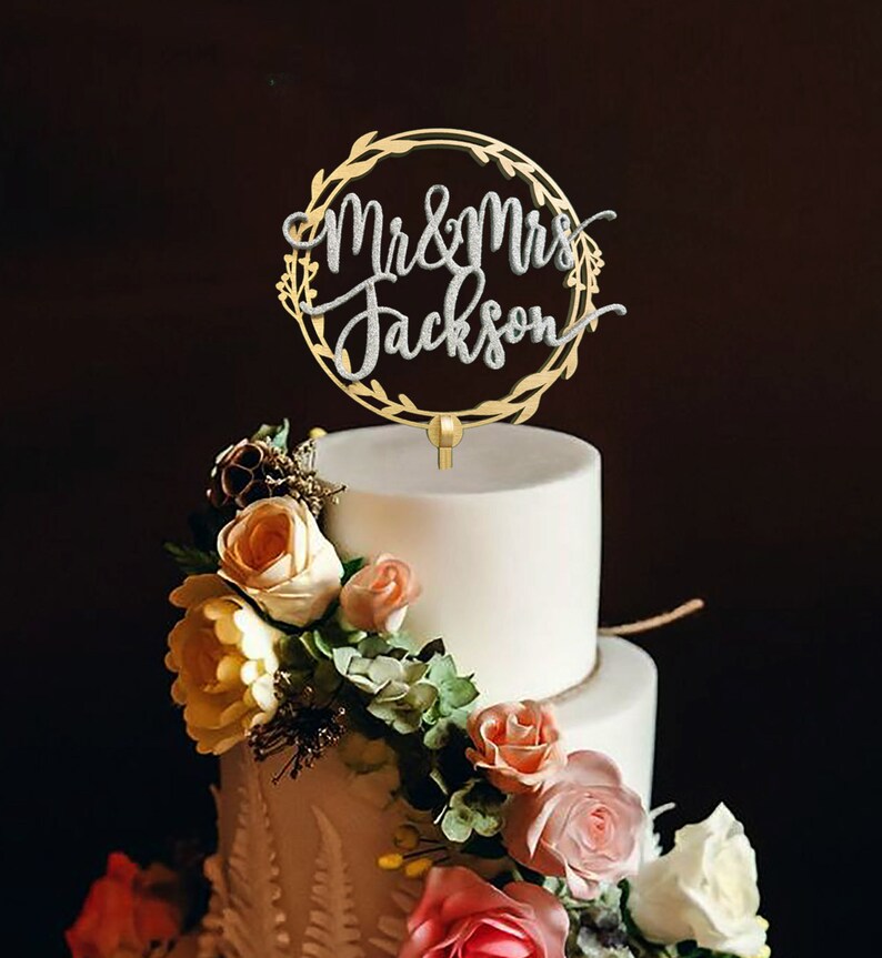Double Layered Cake Topper Wedding Cake Topper Mr and Mrs - Etsy