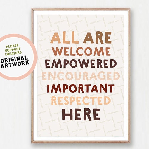 All Are Welcome Here Inclusion Printable Poster Classroom - Etsy
