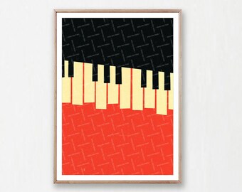 Piano Print Bold Piano Poster Colourful Music Art Printable - Etsy