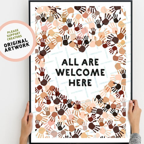 All Are Welcome Here Inclusion Printable Poster Classroom - Etsy