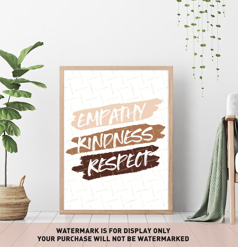 Empathy Kindness Respect Poster Inspiring Art Hope Message | Etsy
