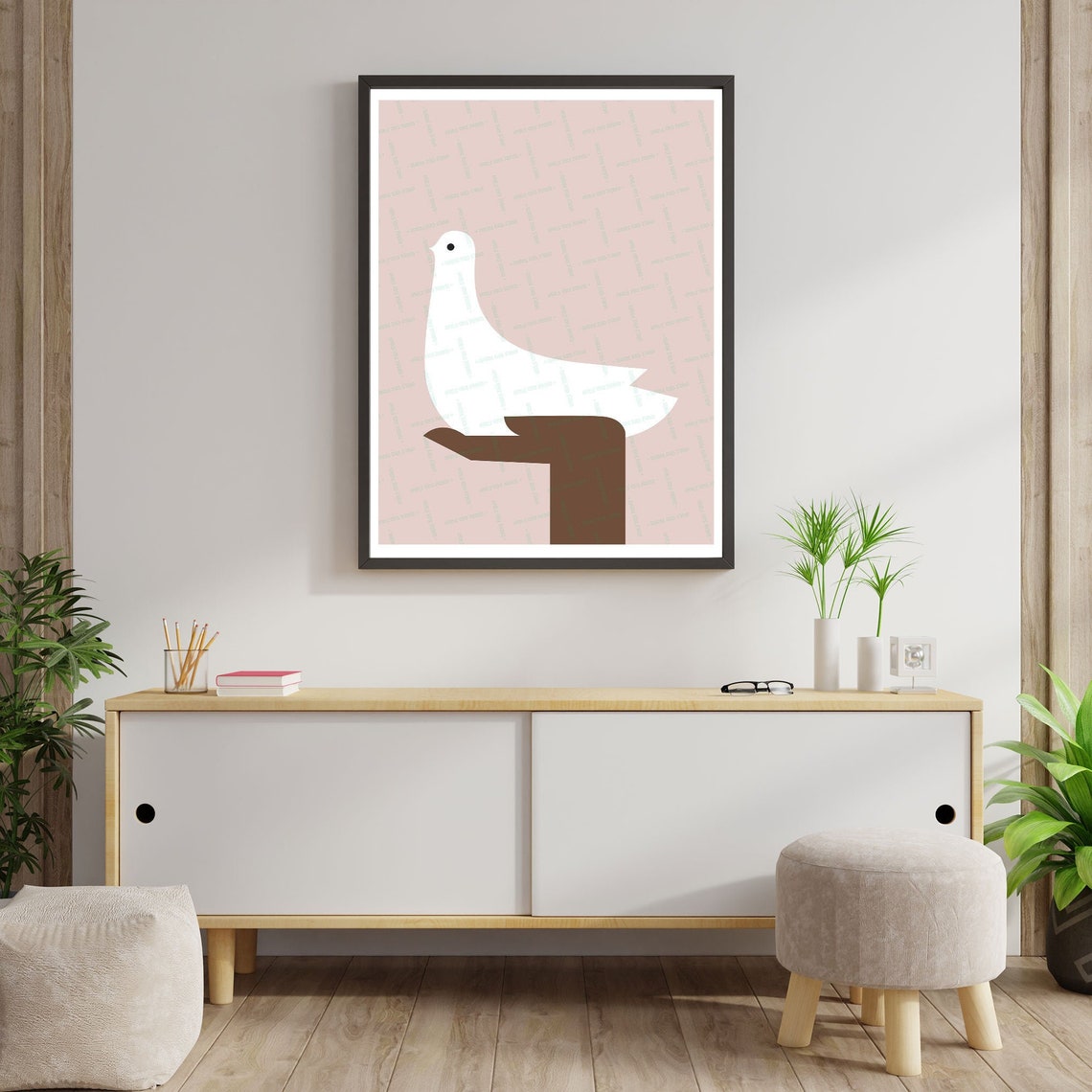 Dove printable Bird Hand Print White Dove Wall Art Minimal | Etsy