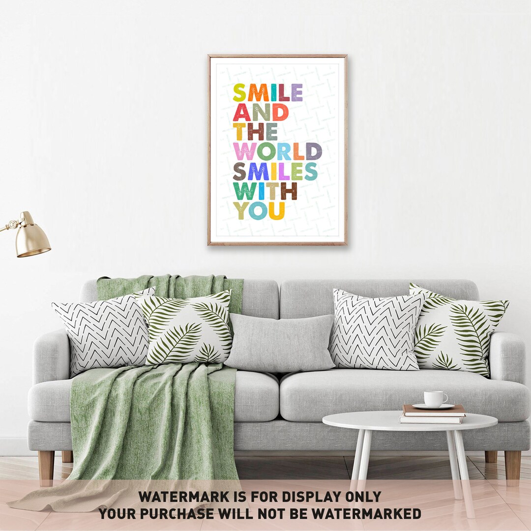 Smile and the World Smiles With You Poster: Colorful Motivational Art ...