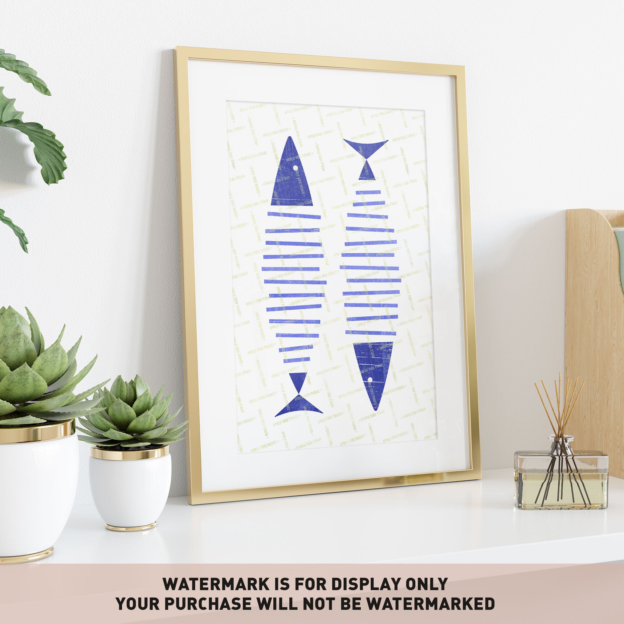 Fishes Printable Blue Fish Poster Two Fishes Nautical - Etsy UK