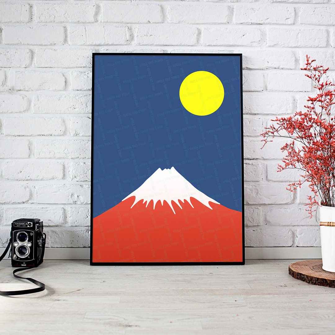 Mount Fuji Printable, Graphic Japan Poster, Rising Sun, Illustration ...