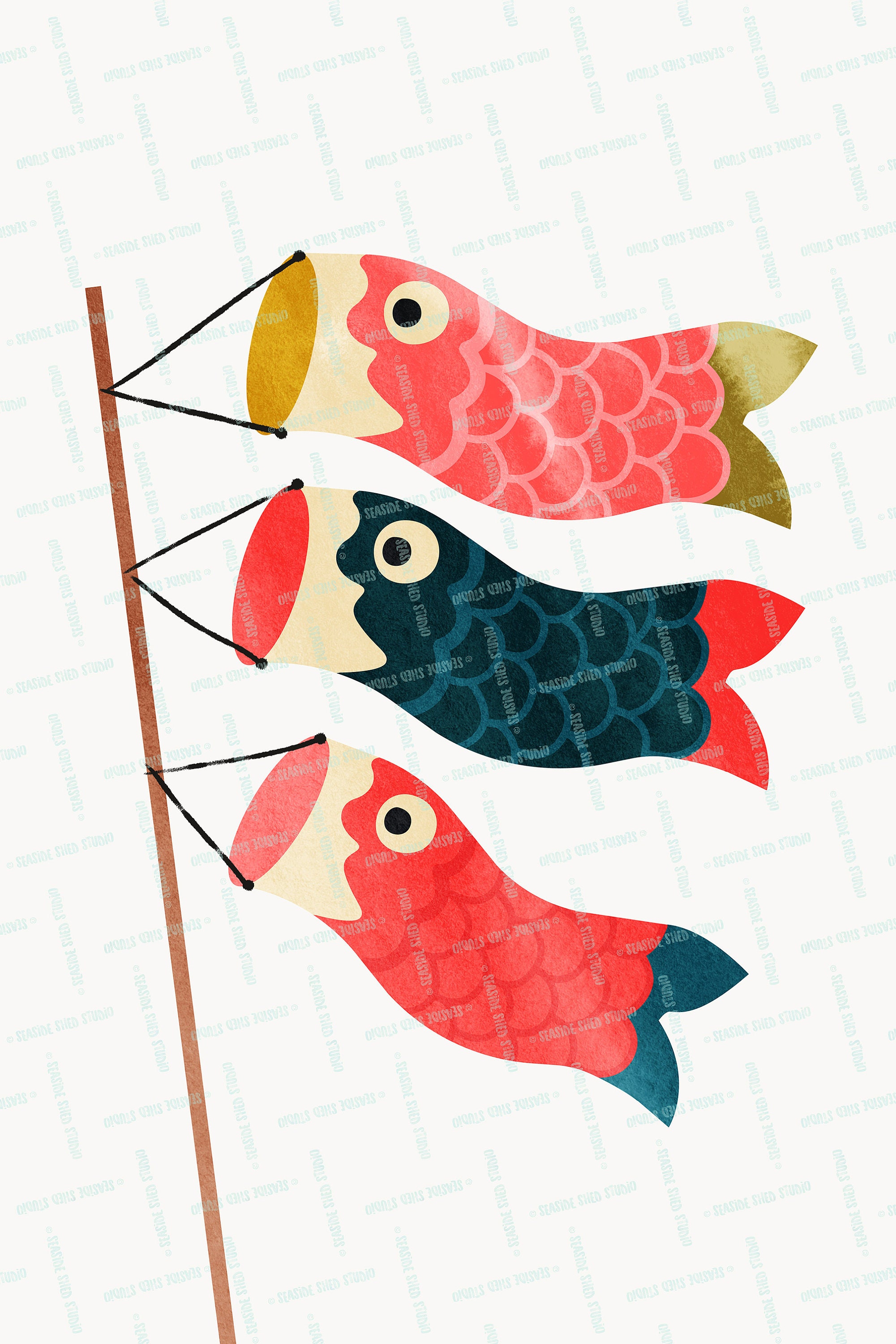 Koinobori Art Print Japanese Carp Streamer Fish Windsock | Etsy