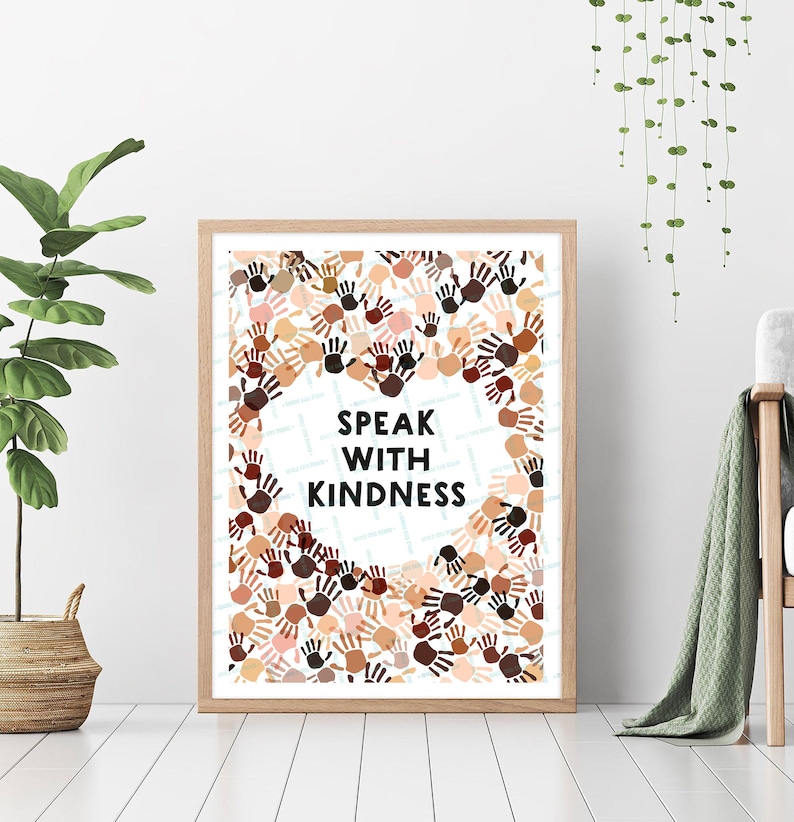Speak With Kindness Diversity Printable Poster Classroom - Etsy