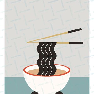 Noodles Print, Noodles in Bowl, Ramen Art Print, Kitchen Wall Art ...