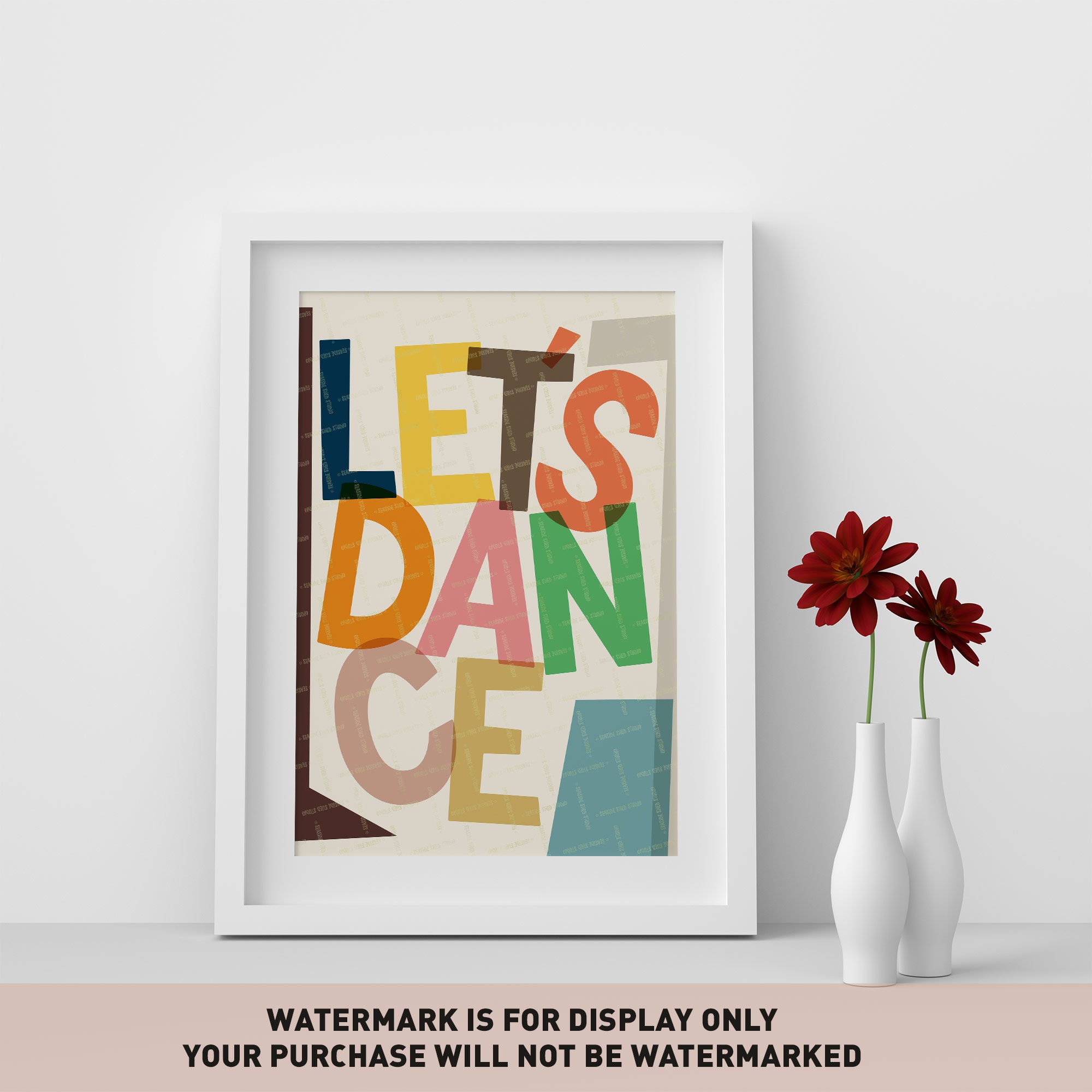Lets Dance Print Dance Printable Type Poster Art Colourful | Etsy