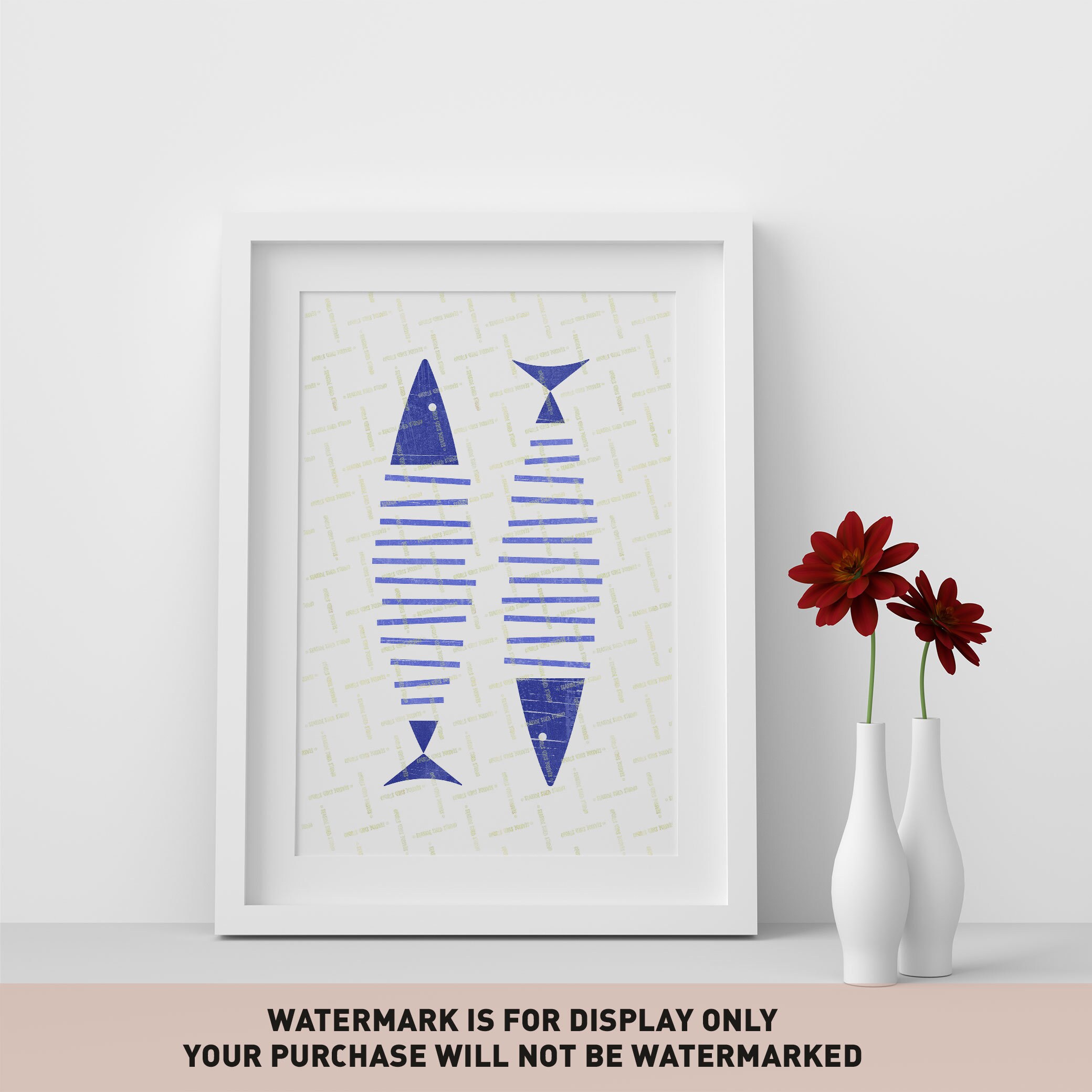 Fishes Printable Blue Fish Poster Two Fishes Nautical - Etsy UK