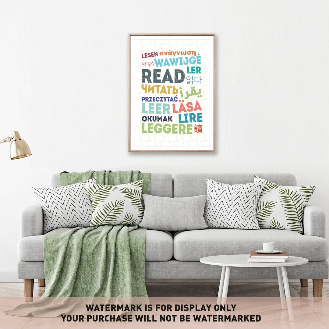 Read in Different Languages Poster: Library Classroom Decor (digital ...