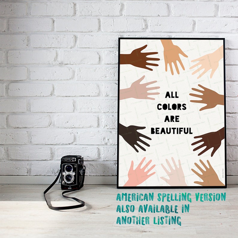 Anti Discrimination Poster No Racism Diverse Humanity Hands | Etsy UK