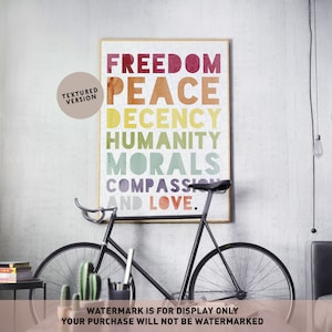 Human Values Poster, Morals Printable, Peace Decency Love Morals ...
