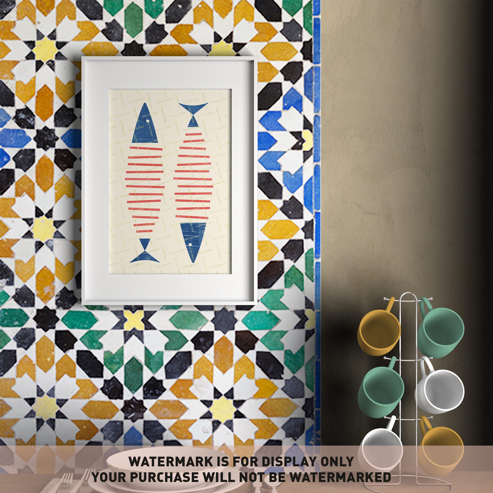 Fish Print Minimal Fish Poster Two Fishes Illustration | Etsy