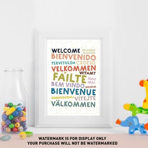 Welcome in Different Languages, Welcome Printable Poster, Fun Colourful ...