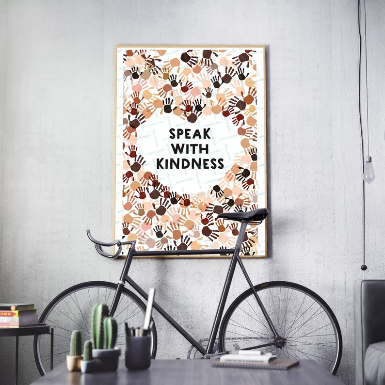 Speak With Kindness Diversity Printable Poster Classroom | Etsy