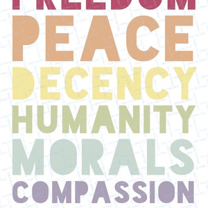 Human Values Poster, Morals Printable, Peace Decency Love Morals ...