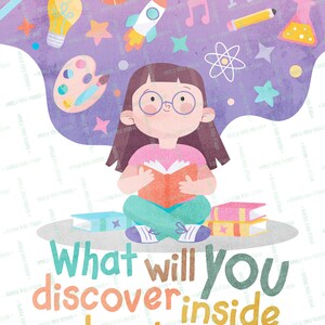 Reading Print, Homeschool Poster, Lets Read, Books Decor, Library Sign ...