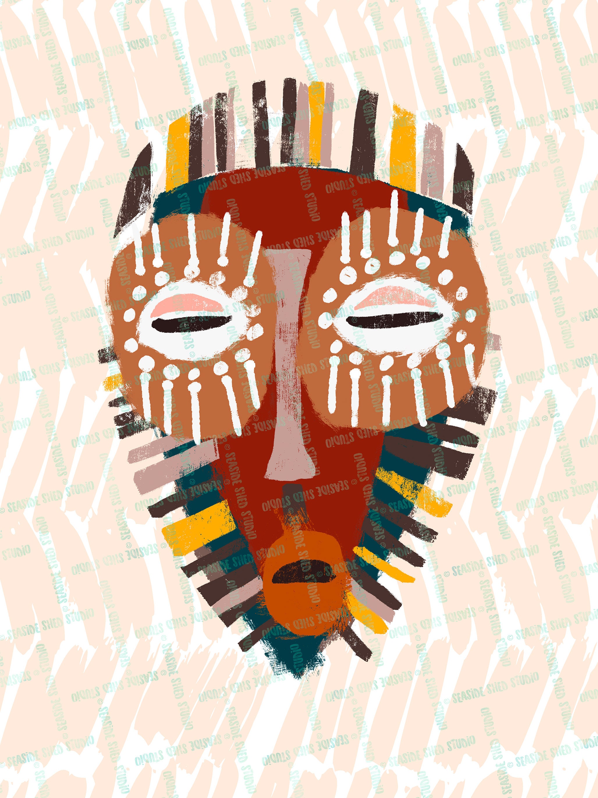 African Mask Print Wall Art Download Ethnic Home Art Boho | Etsy