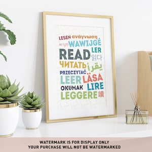 Read in Different Languages Poster: Library Classroom Decor (digital ...