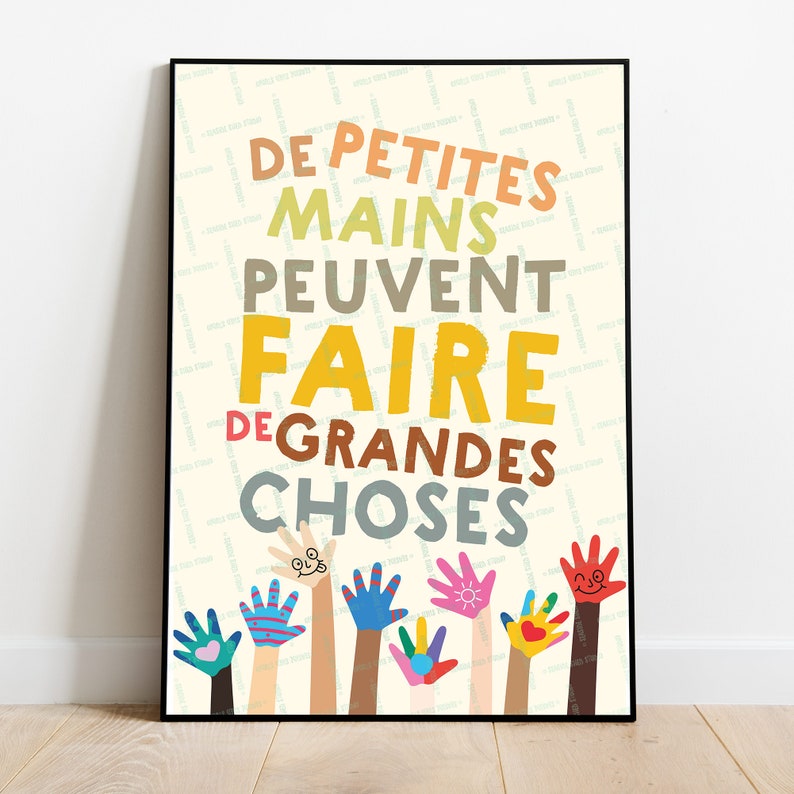 French Classroom Poster: Children's Hands Diversity Art (digital ...