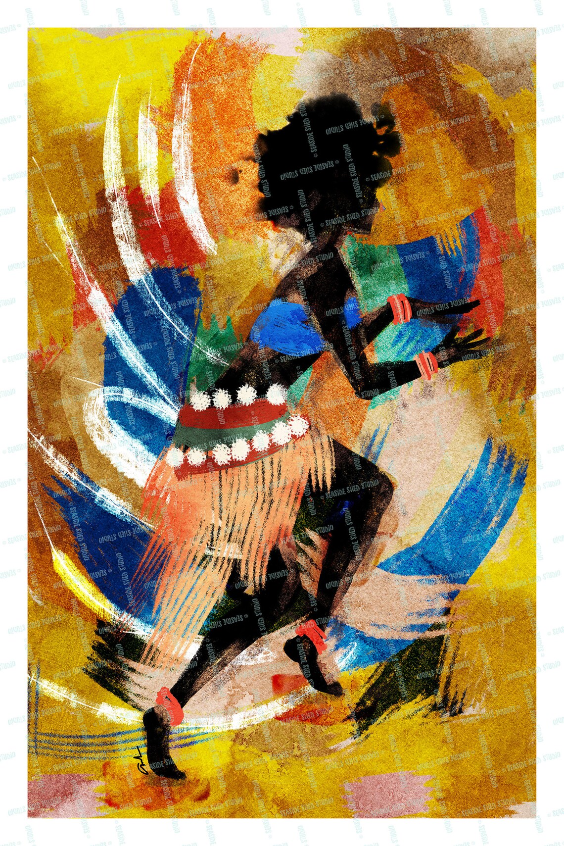 African Woman Dancing African Dance Poster Vibrant Home | Etsy