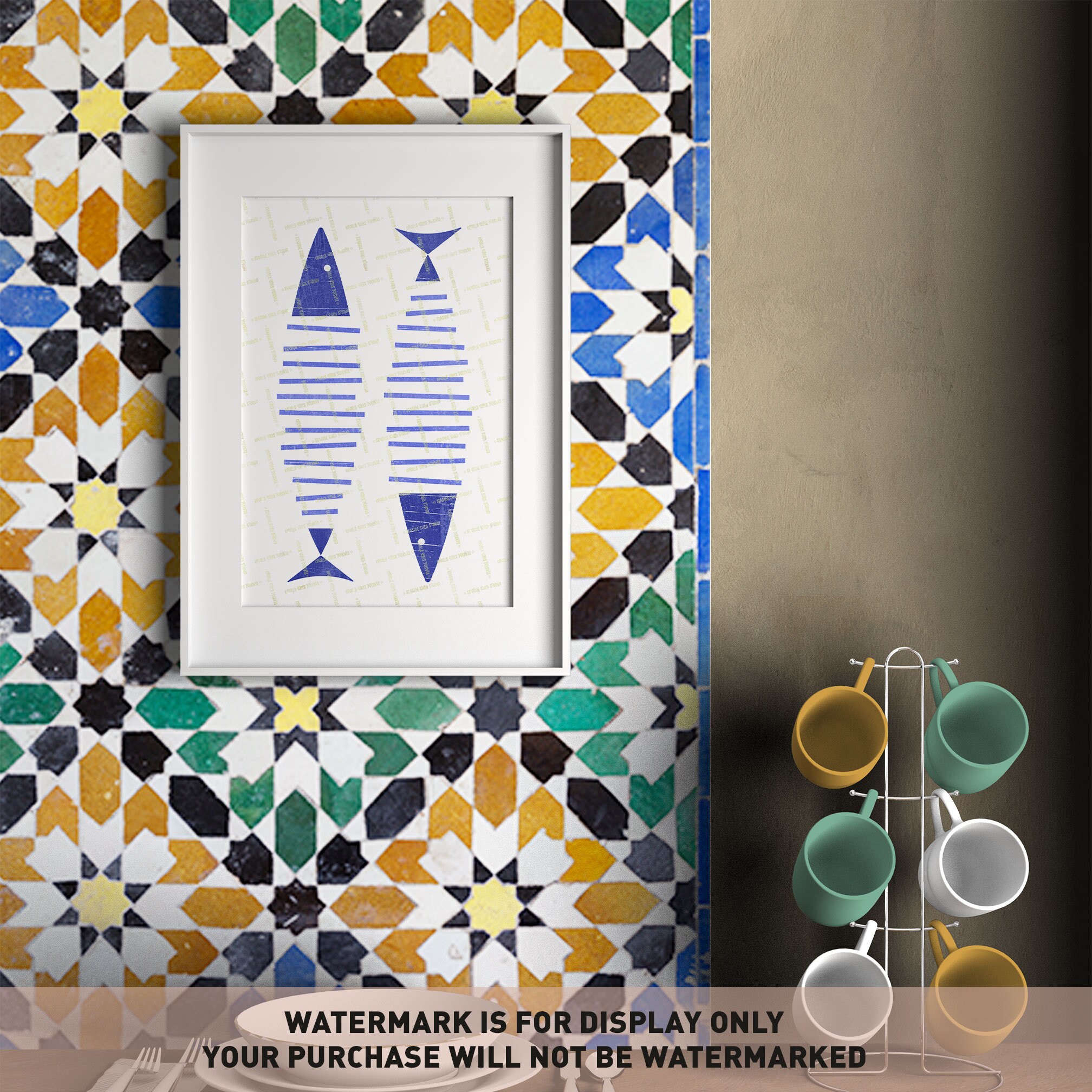 Fishes Printable Blue Fish Poster Two Fishes Nautical - Etsy UK