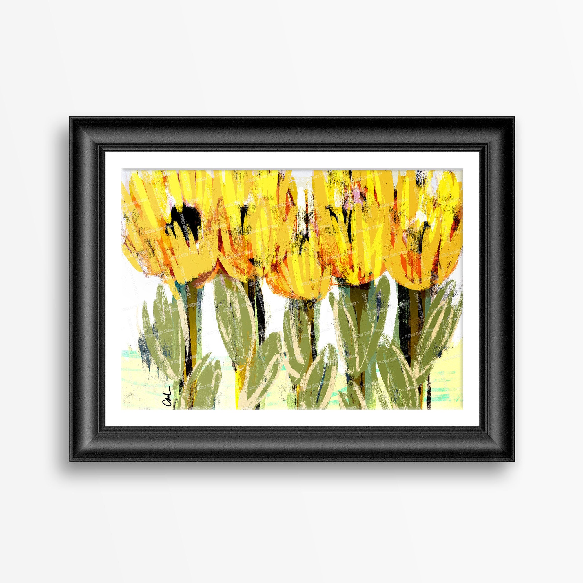 Flowers Printable Yellow Flowers Poster Colourful Home | Etsy