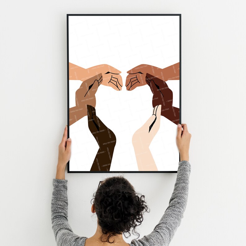 End Racism Print Diversity Wall Art Racial Equality | Etsy