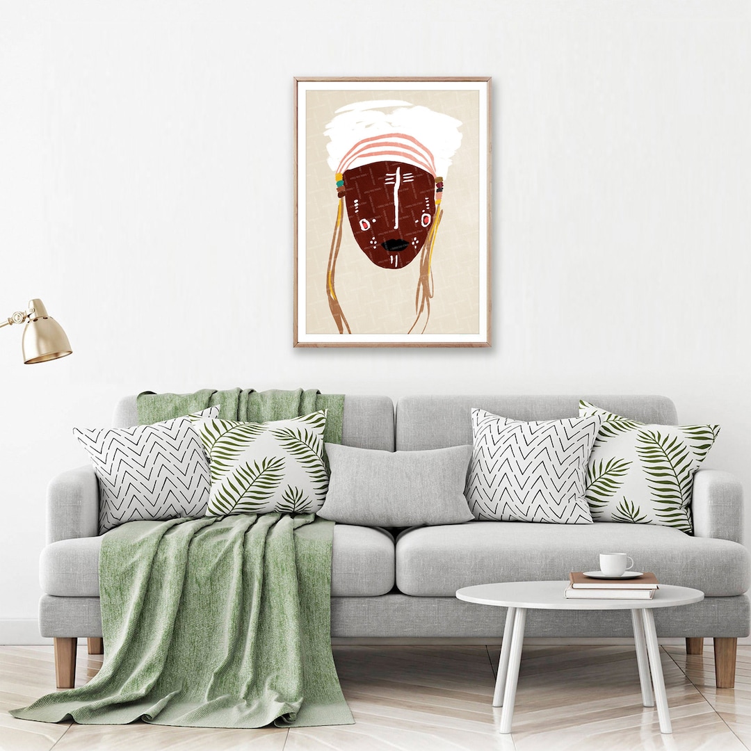 Minimalist Ethnic Art Print, Fulani Face Drawing, Boho Wall Art ...