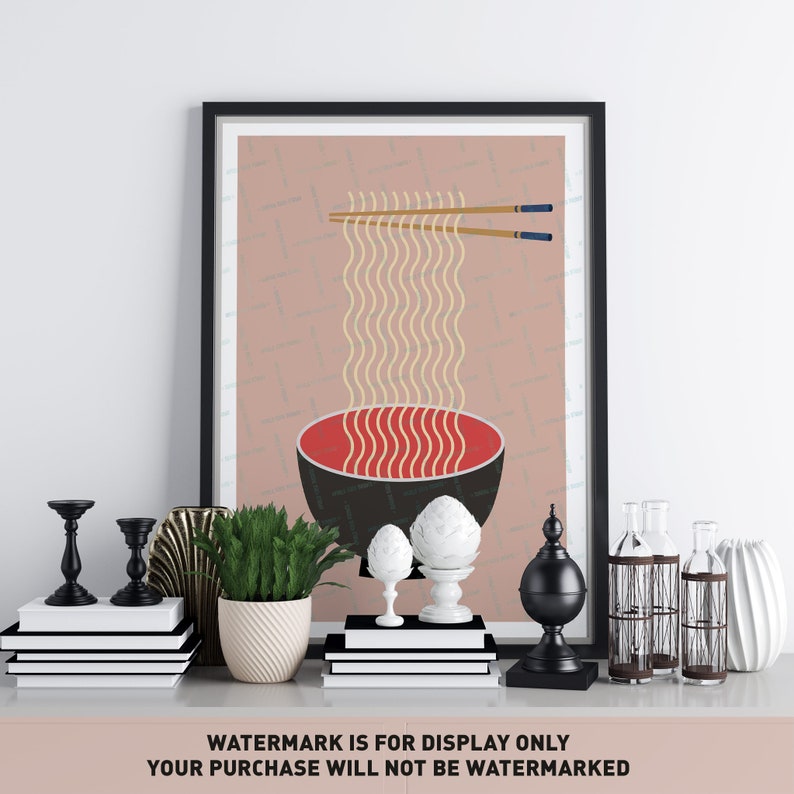 Bowl of Noodles Print Noodles Bowl Ramen Art Print Minimal - Etsy UK