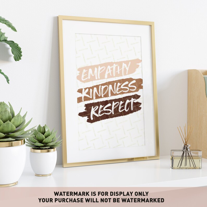 Empathy Kindness Respect Poster Inspiring Art Hope Message | Etsy