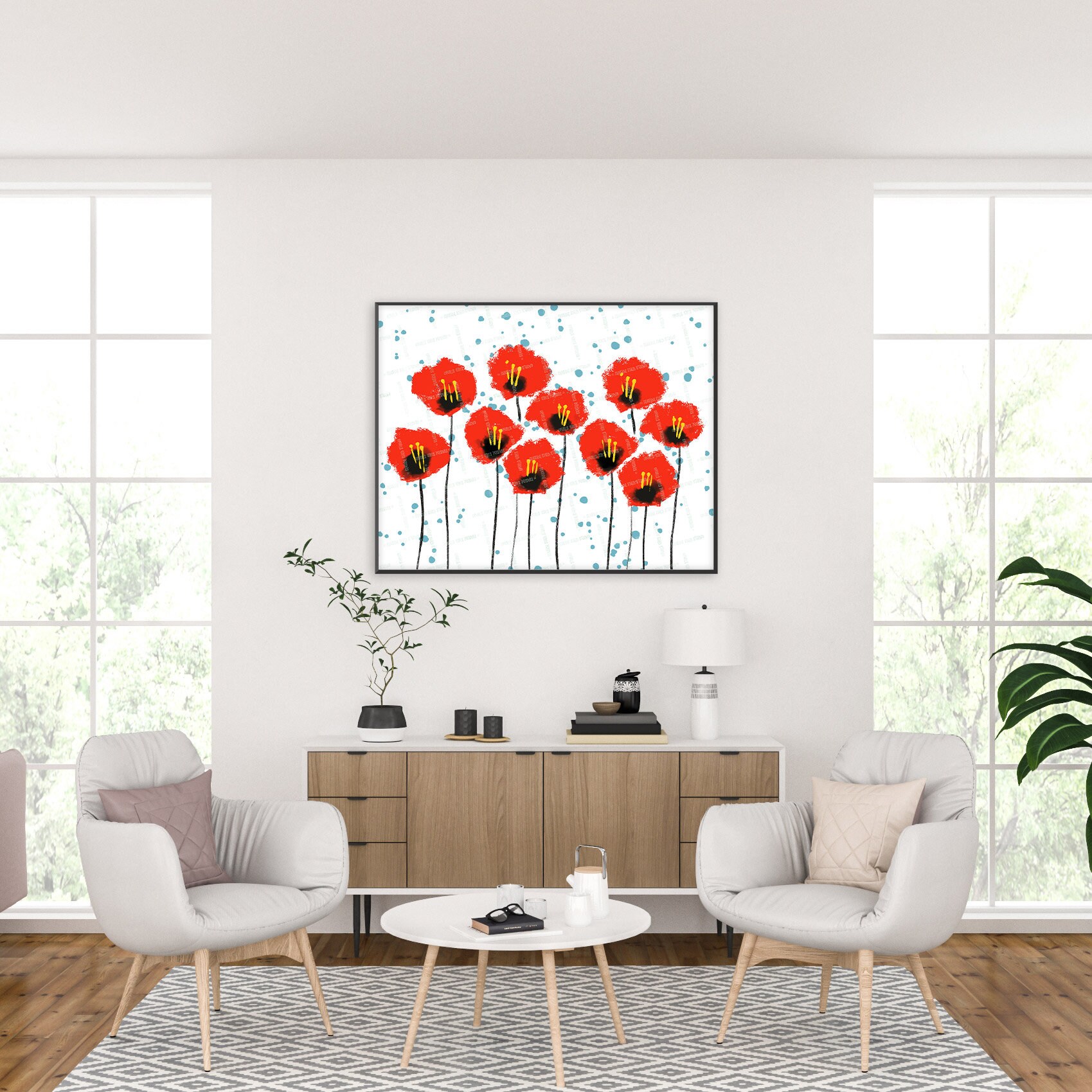 Poppy Print Poppies Poster Poppy Illustration Floral Home | Etsy