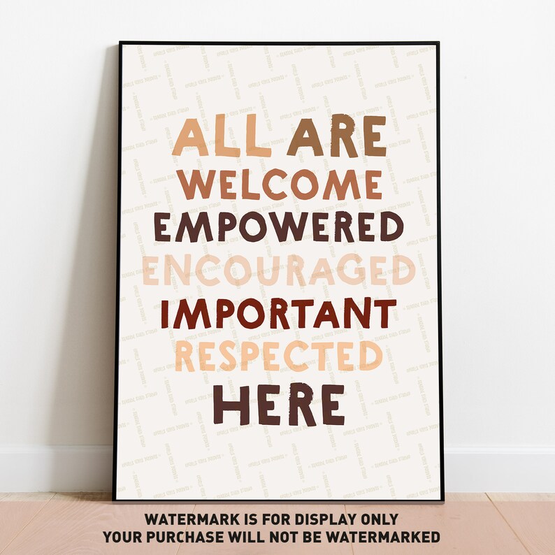 All Are Welcome Here Inclusion Printable Poster Classroom | Etsy