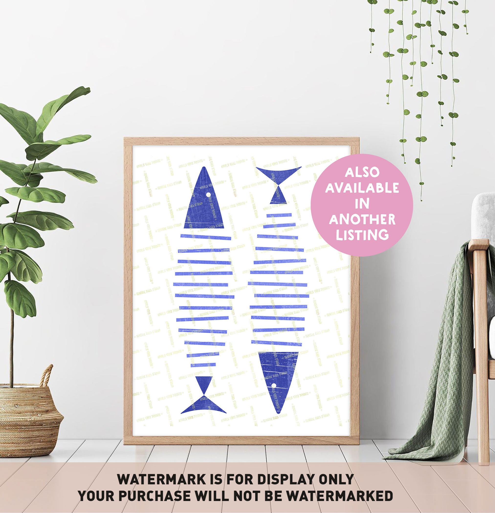 Fish Print Minimal Fish Poster Two Fishes Illustration - Etsy UK