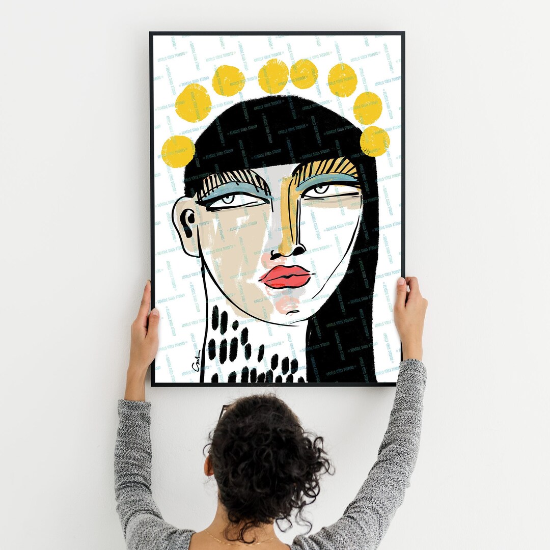 Woman Face Drawing, Girl Wall Art, Female Portrait, Colourful Art, Face ...