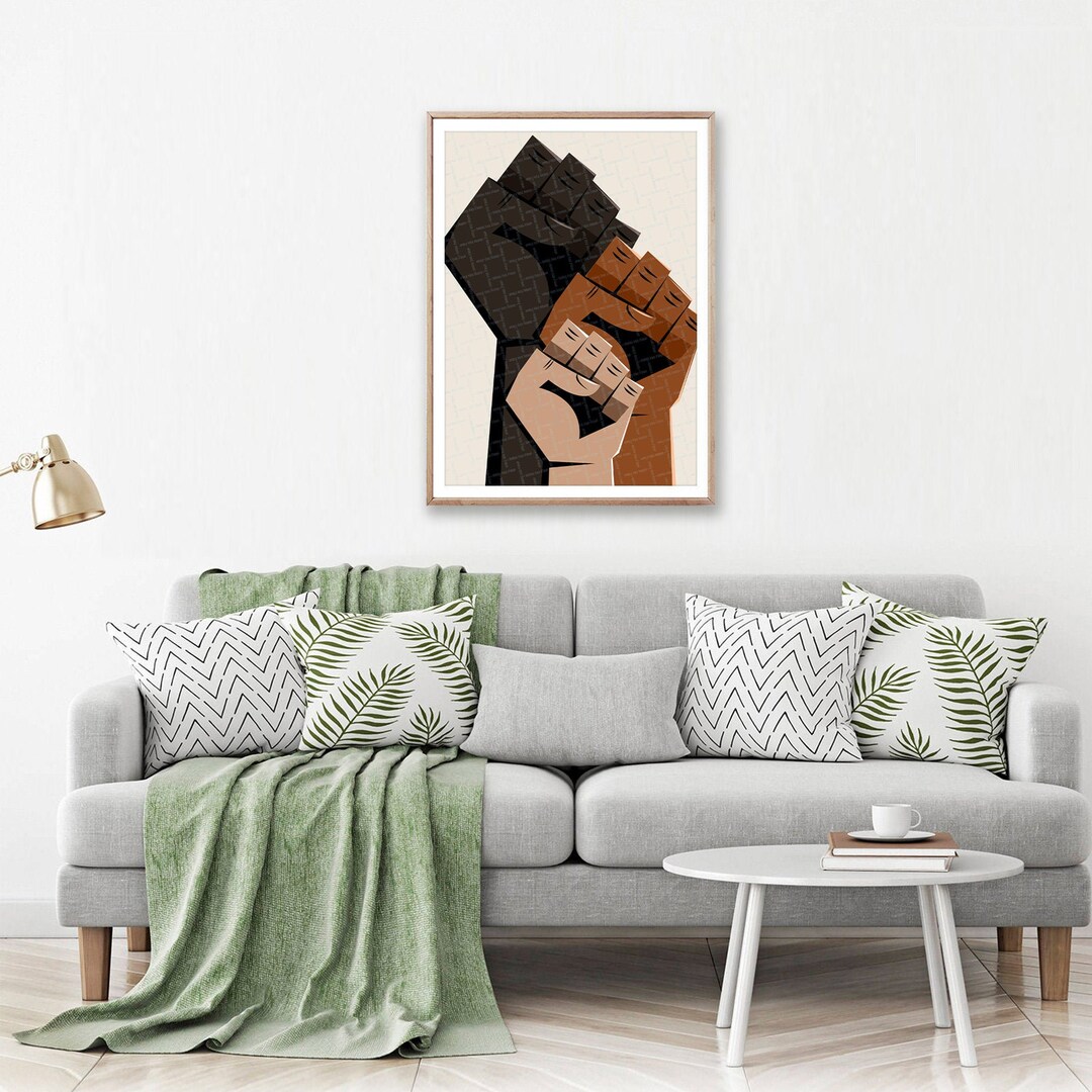 Protest Hands Art Print, Raised Fist Printable, No Racism, Anti Racist ...