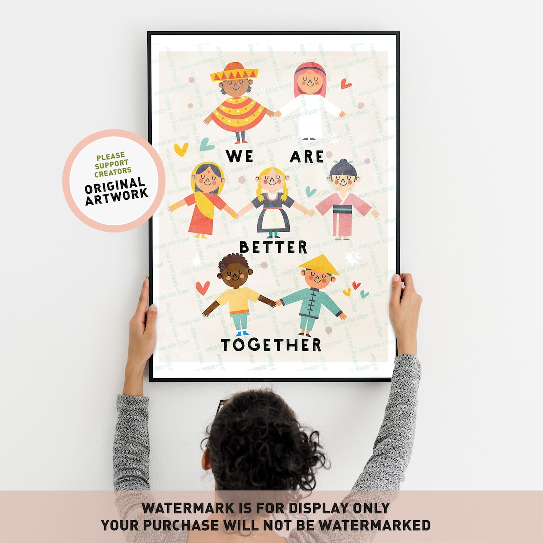 Children of the World Poster, Nursery Art With Message, Better Together ...