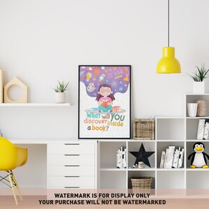 Reading Print, Homeschool Poster, Lets Read, Books Decor, Library Sign ...