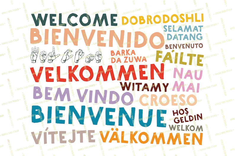 Welcome in World Languages ASL Poster Welcome Printable Fun - Etsy