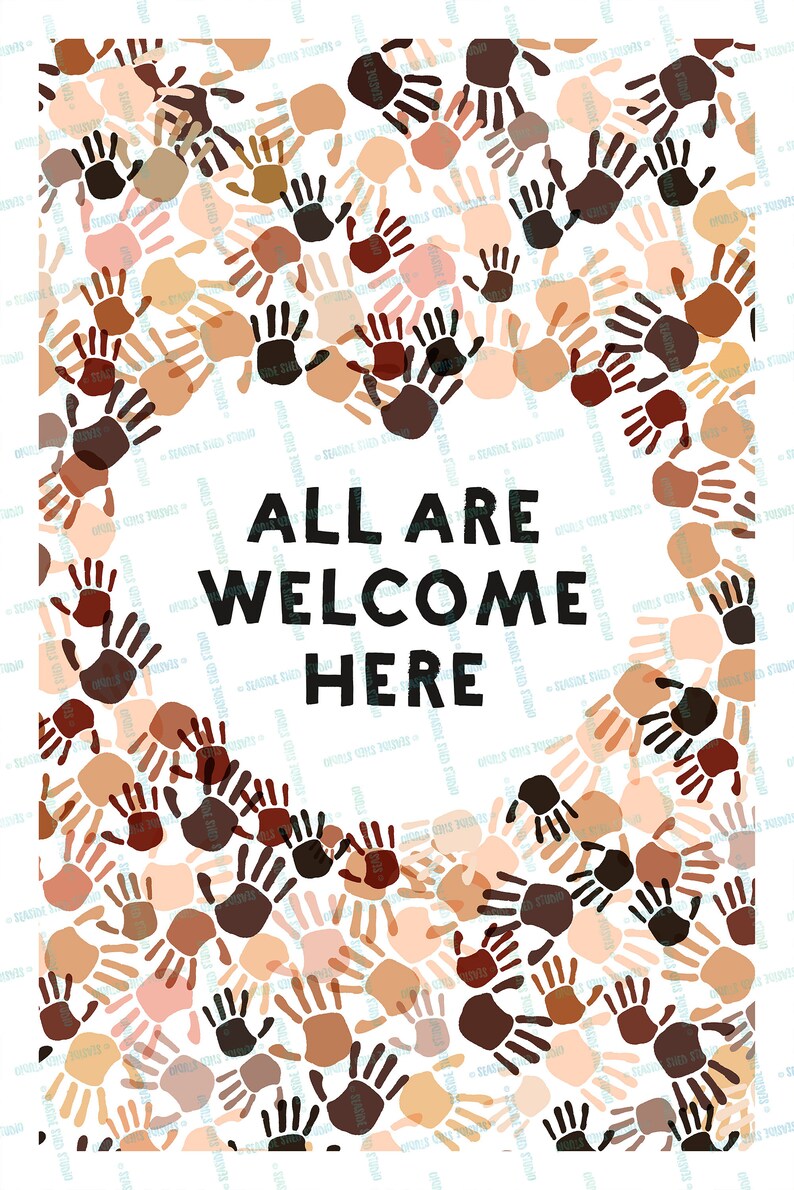 All Are Welcome Diversity Hands Poster, Inclusion Art (digital Download ...