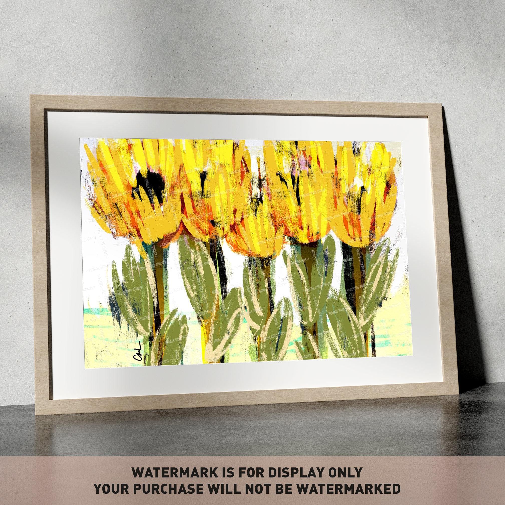 Flowers Printable Yellow Flowers Poster Colourful Home | Etsy