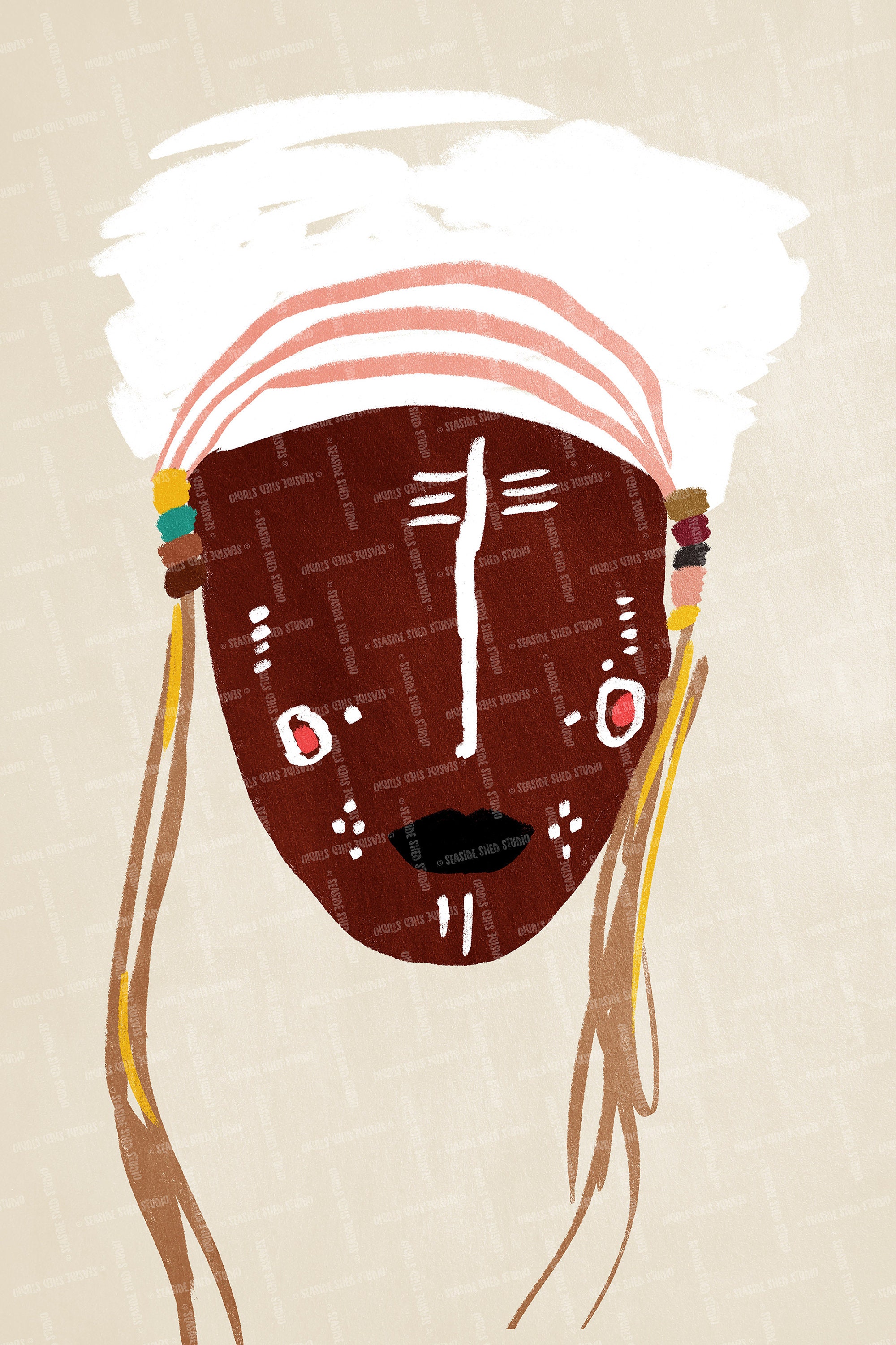 Minimalist Ethnic Art Print Fulani Face Drawing Boho Wall | Etsy