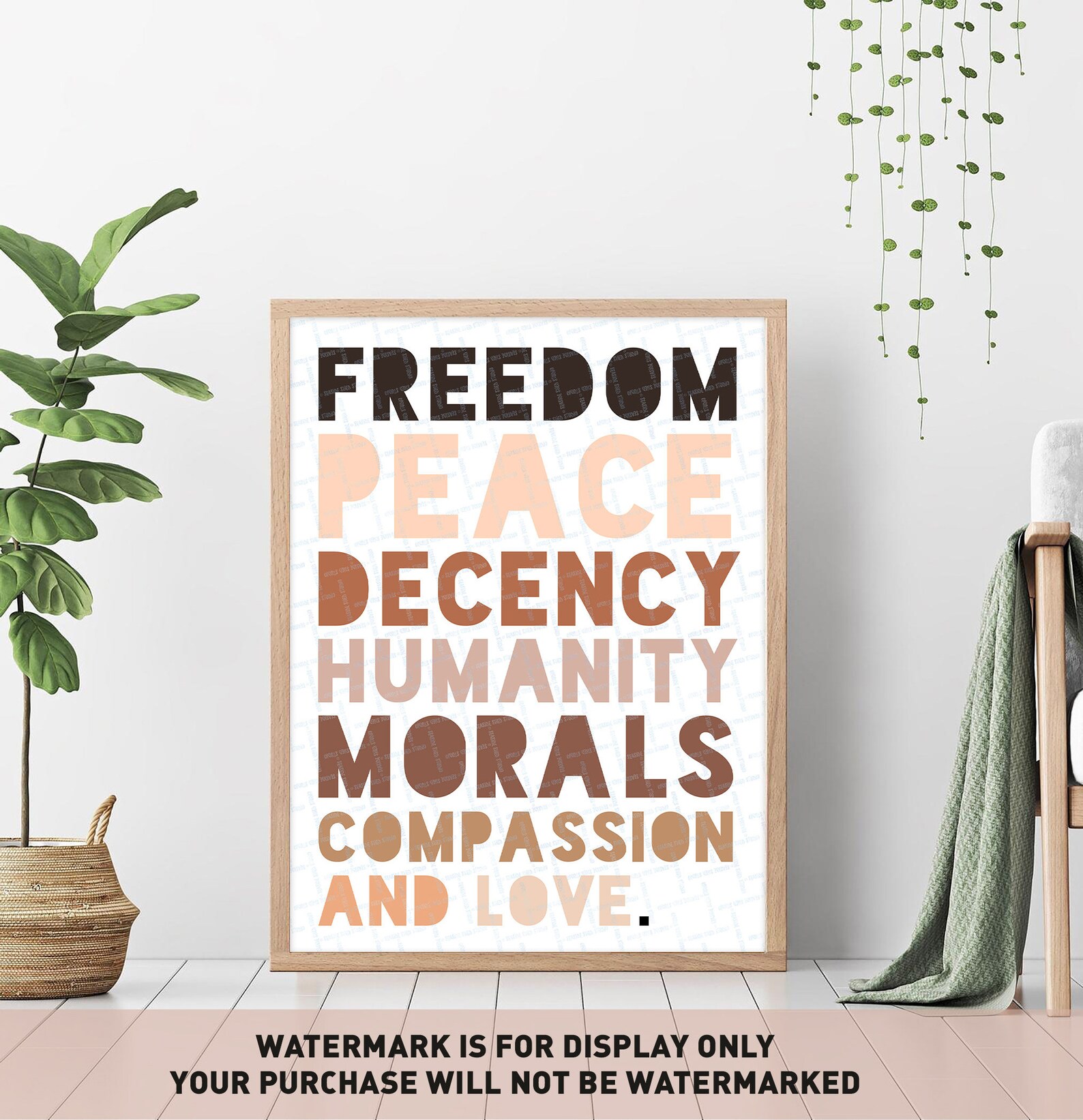 Human Values Poster Morals Printable Peace Decency Love - Etsy UK