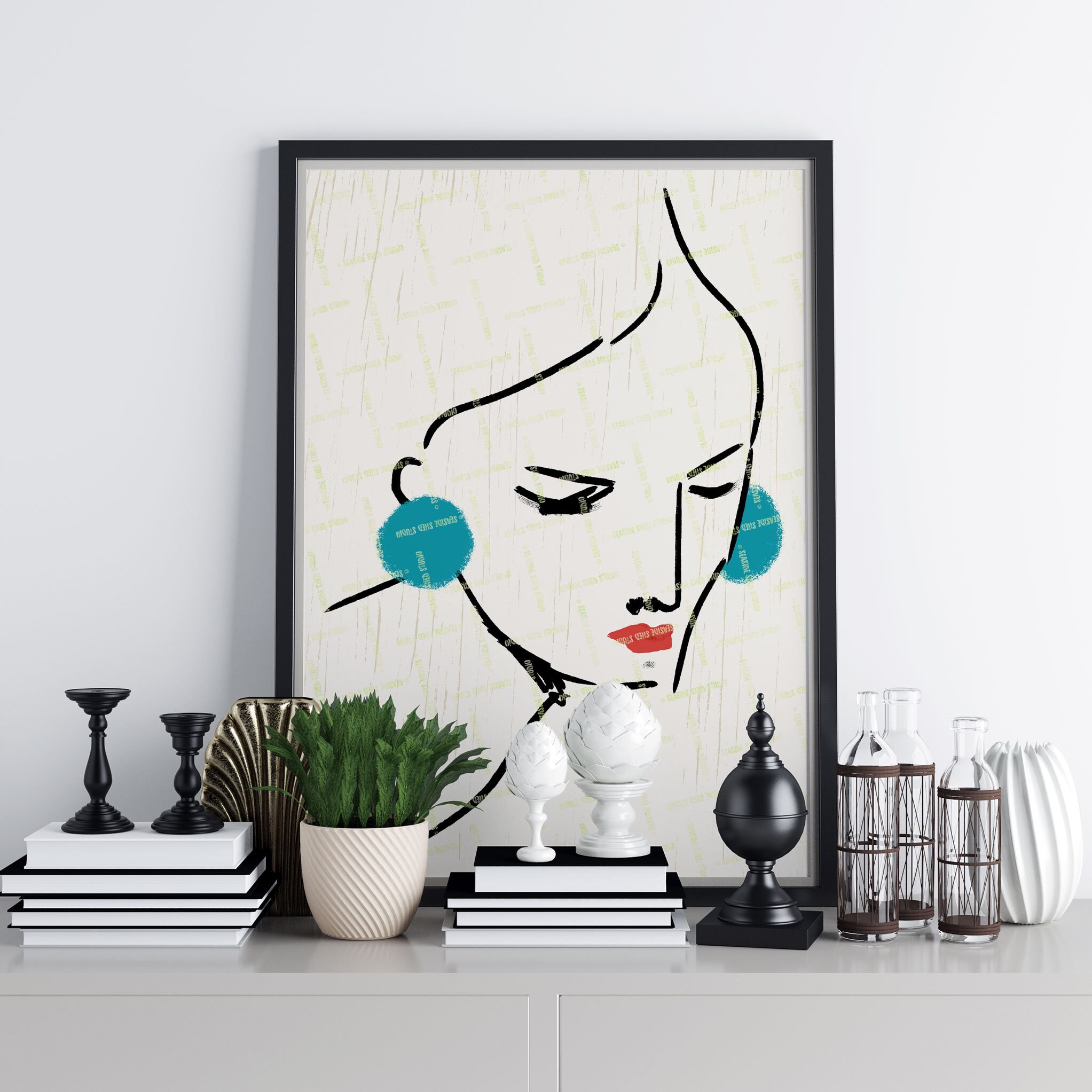 Woman Line Printable Art Fine Line Face Female Modern Print - Etsy