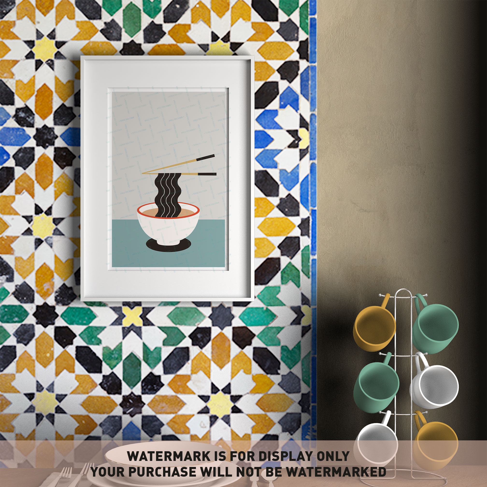 Noodles Print Noodles in Bowl Ramen Art Print Kitchen Wall - Etsy UK