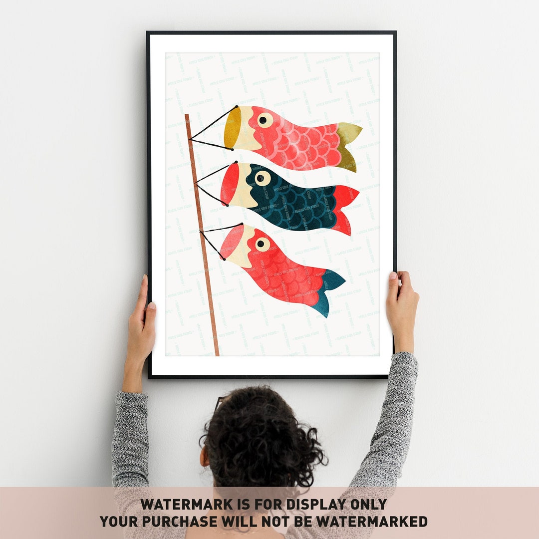 Koinobori Art Print, Japanese Carp Streamer, Fish Windsock, Koi Carp ...