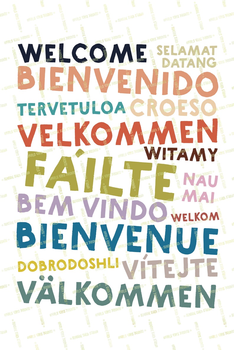 Welcome in Different Languages Poster: Colorful Classroom Decor ...