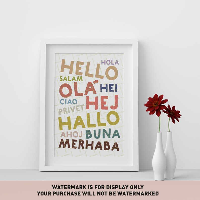 Hello in Different Languages Hello Printable Poster Fun | Etsy